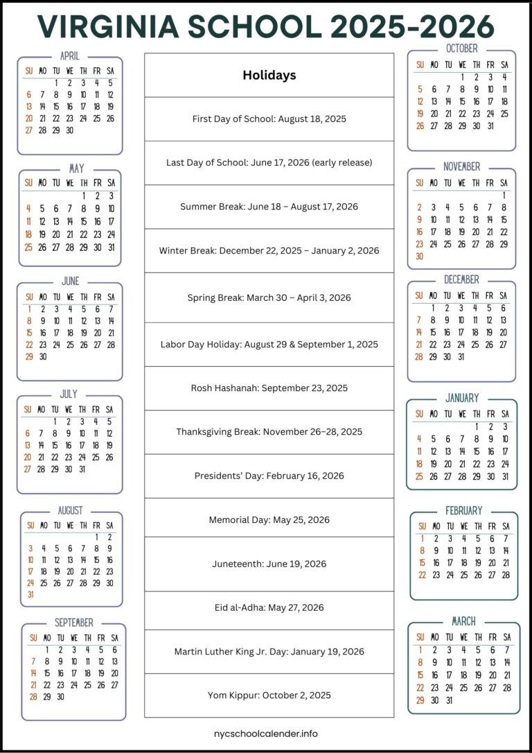 Virginia Schools Calendar (VA) 2026-2027